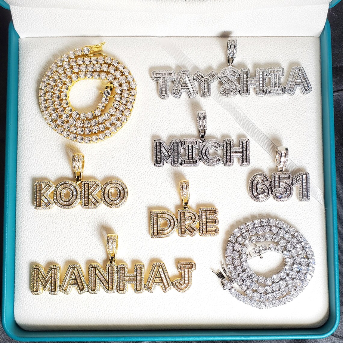 Customized Icy Name Pendant With Tennis Chain Personalized - Etsy