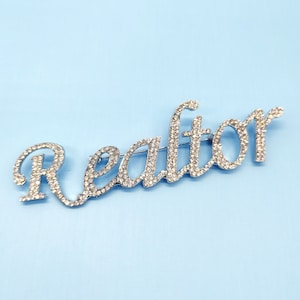 Rhinestone Handmade realtor Word Pins Sparkling Lapel Pin for Real ...