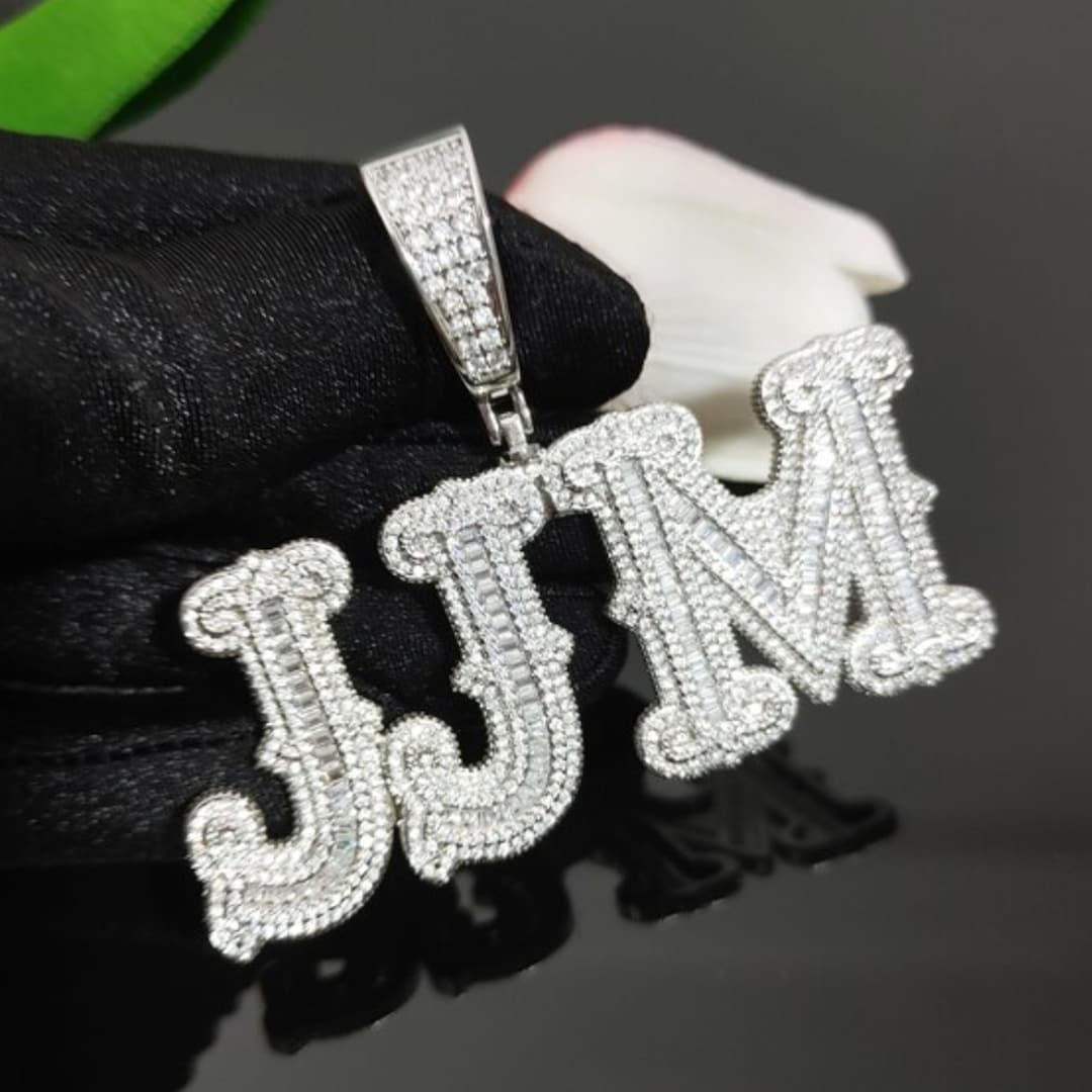 CUSTOM Letters Pendant Necklace, Custom Name Chain, CZ Diamond Name ...