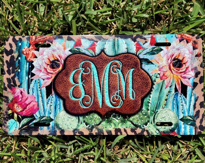 Personalized Front License Plate, Monogram Custom License Plate, Floral ...