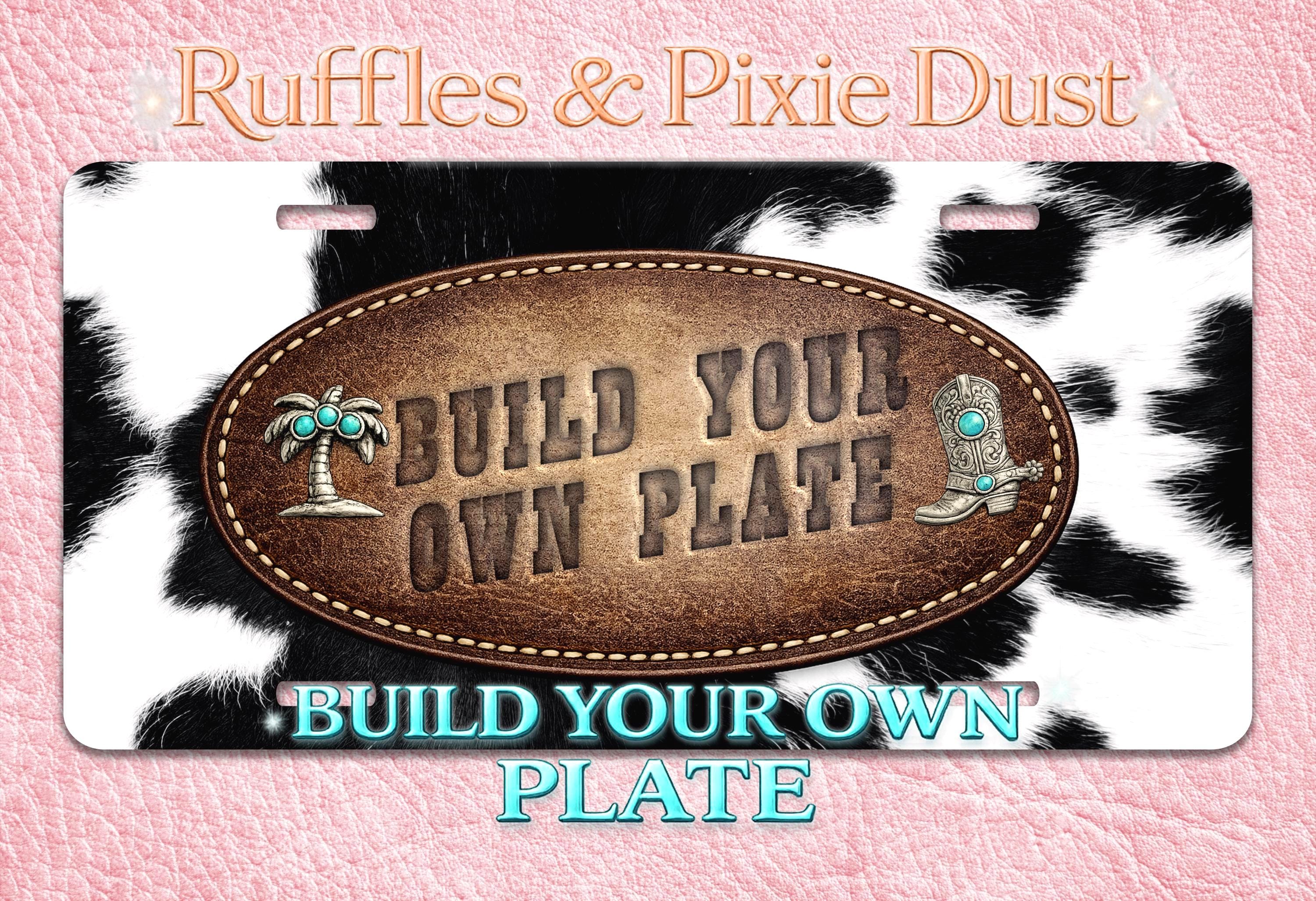 Custom Leather Look License Plate, Turquoise Concho Car Accessory ...