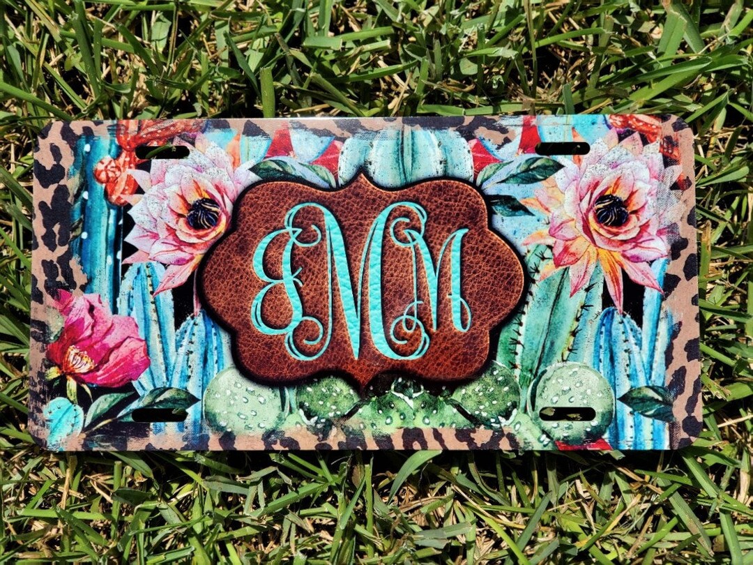 Personalized Front License Plate, Monogram Custom License Plate, Floral ...