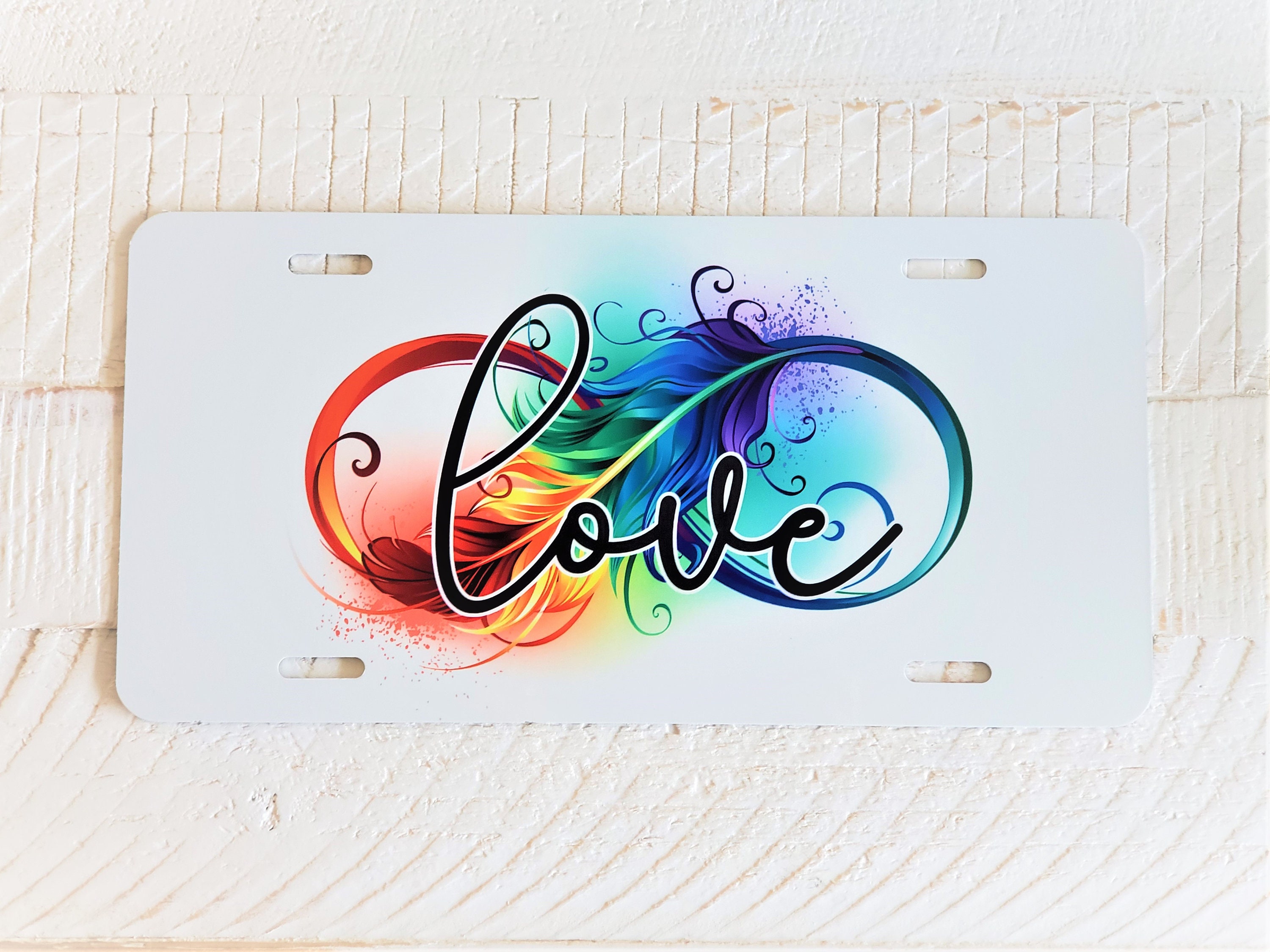 Rainbow Infinity Feather License Plate Eternity Freedom | Etsy