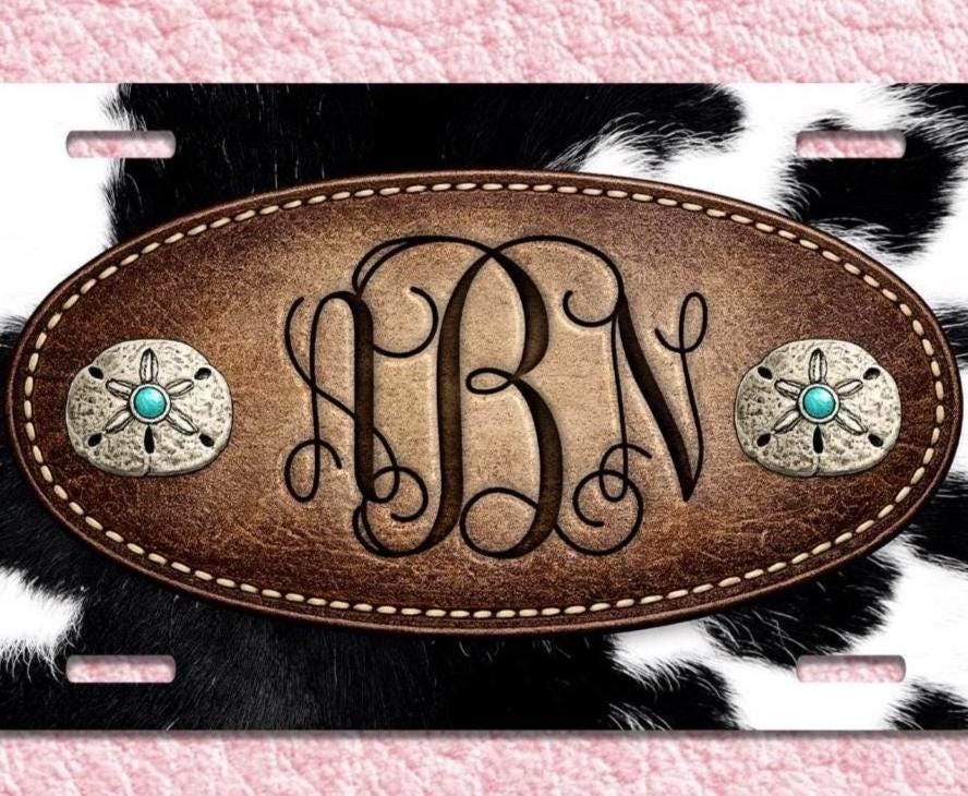 Custom Leather Look License Plate, Turquoise Concho Car Accessory ...