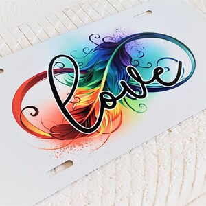 Rainbow Infinity Feather License Plate Eternity Freedom | Etsy