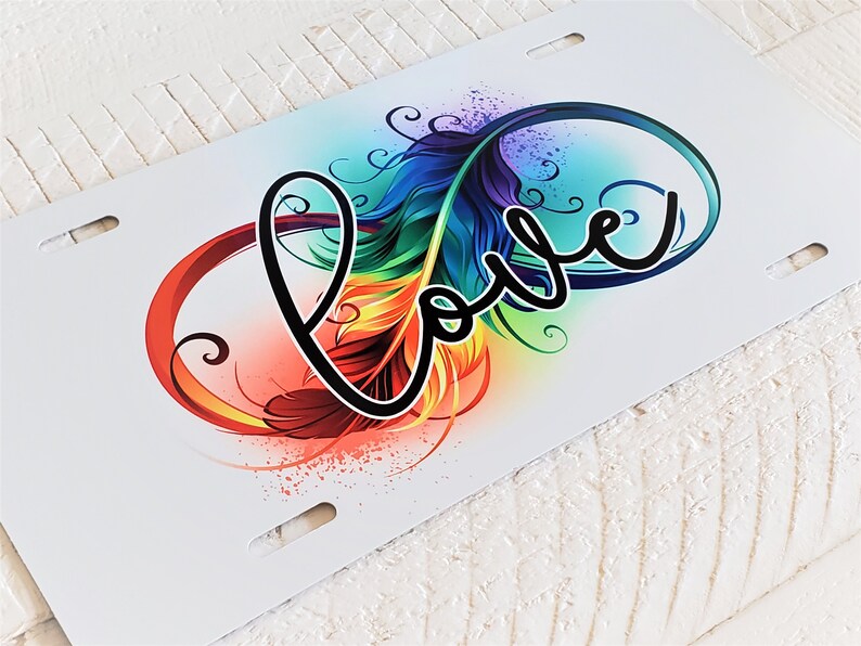 Rainbow Infinity Feather License Plate Eternity Freedom | Etsy