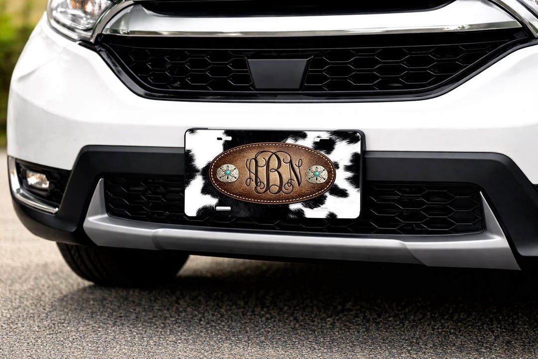 Custom Leather Look License Plate, Turquoise Concho Car Accessory ...