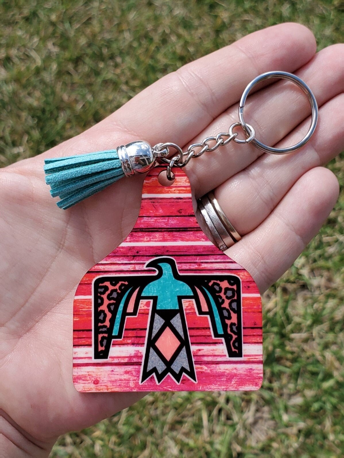 Cattle Livestock Keychain Pink Leopard Thunderbird Keychain | Etsy