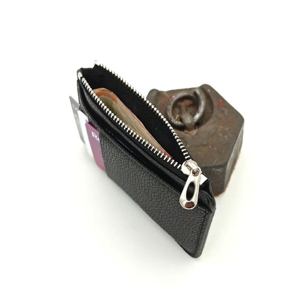 Leather Double Zipper Card Wallet - Etsy