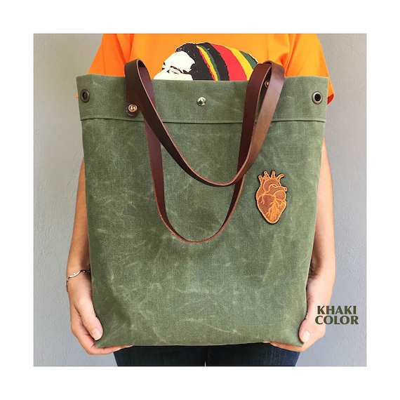 Dodo's Waxed Canvas Tote Bag Cotton Lined Canvas Tote | Etsy