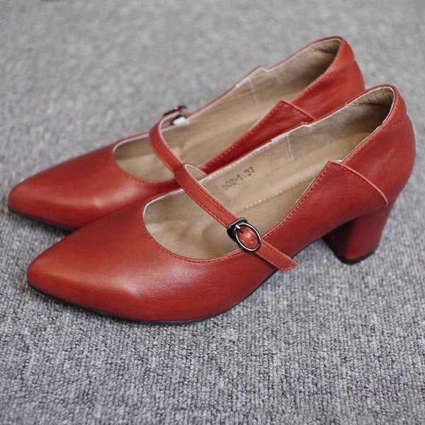Red Low Heel Shoes - Etsy