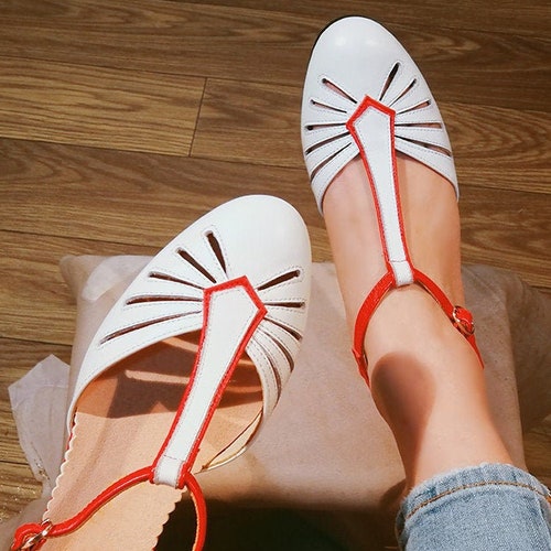 Customizable Handmade Women White Leather Heels Shoes7cm | Etsy