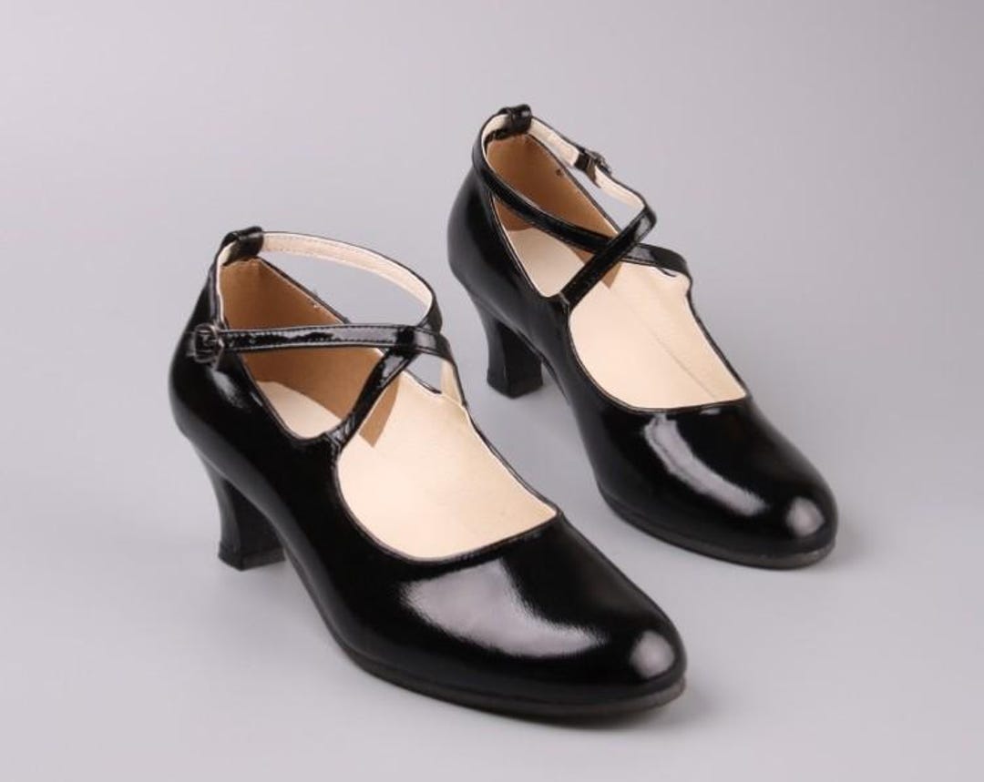 Cross Strap Leather Shoes! 7cm Heels Shoes, Women's Swing Dance Shoes ...