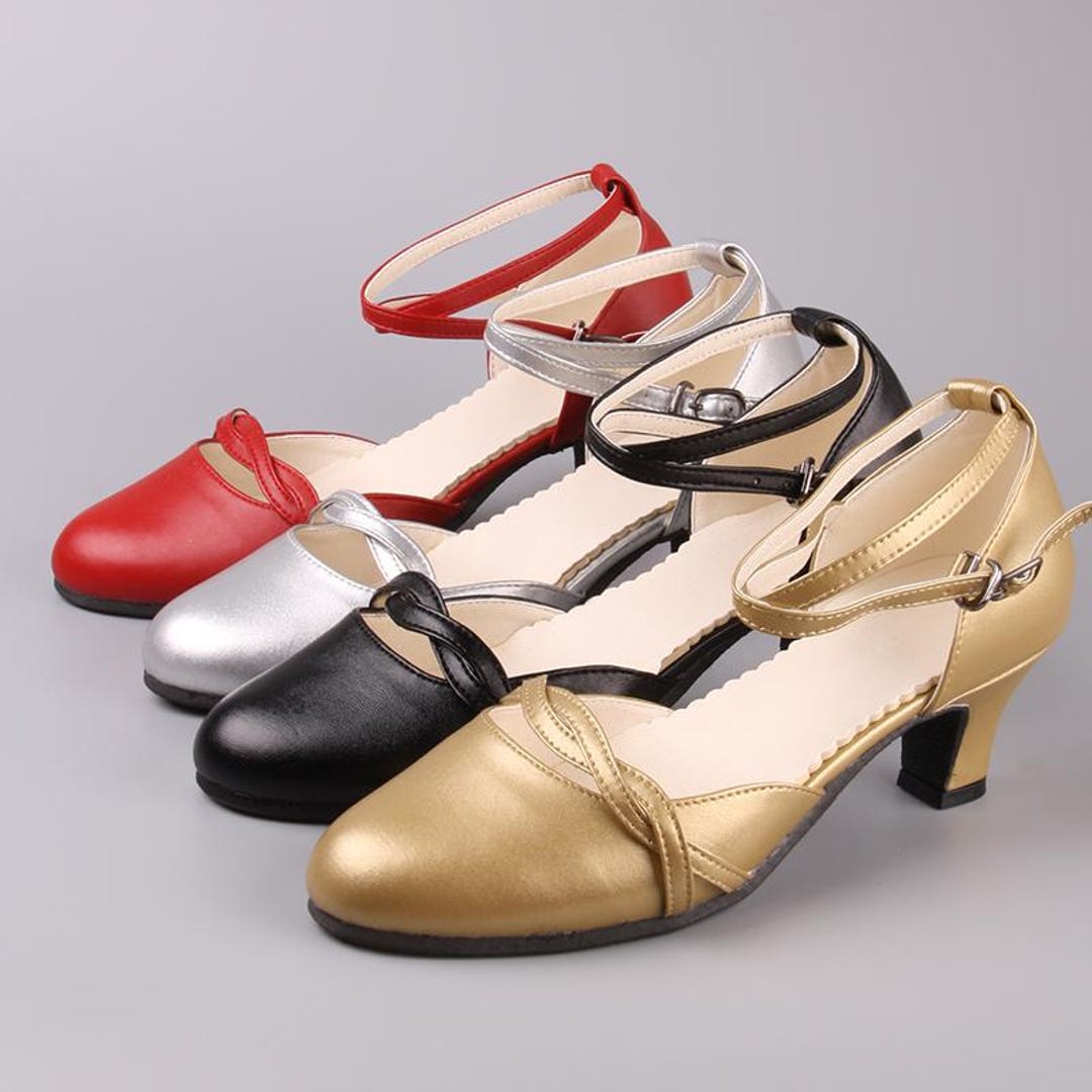 Cross Strap Leather Shoes! 5cm Heels Shoes, Women's Swing Dance Shoes ...