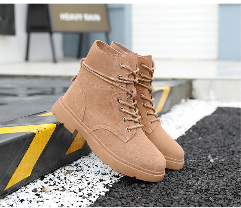 Handmade Suede Leather Short Boots for Womenblack Flat - Etsy