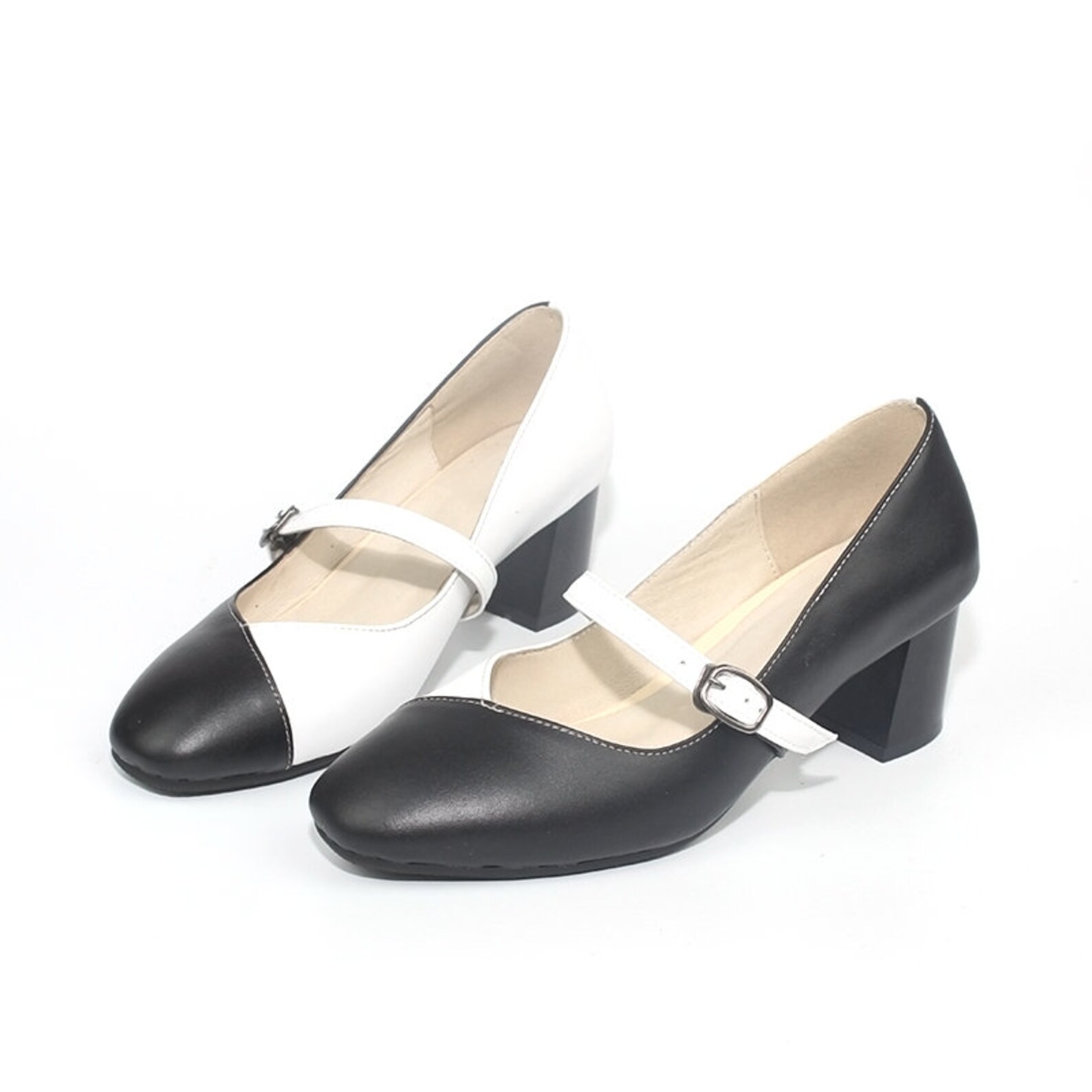 Fashion Genuine Leather Women Heel Shoes,female Leather Square Head ...