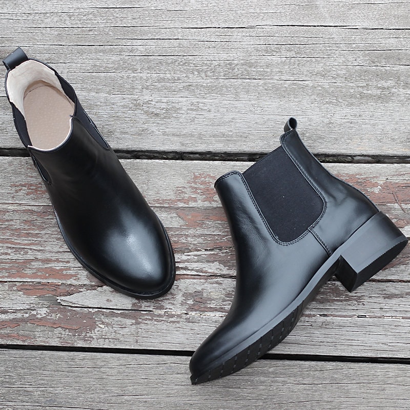 Handmade Genuine Leather Short Boots for Womenblack Flat | Etsy