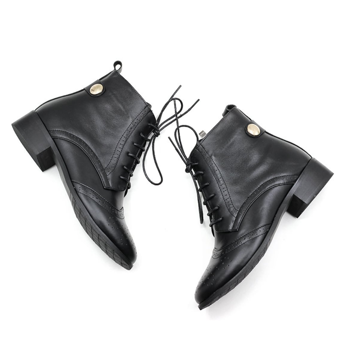 Handmade Genuine Leather Short Boots for Womenblack Flat - Etsy