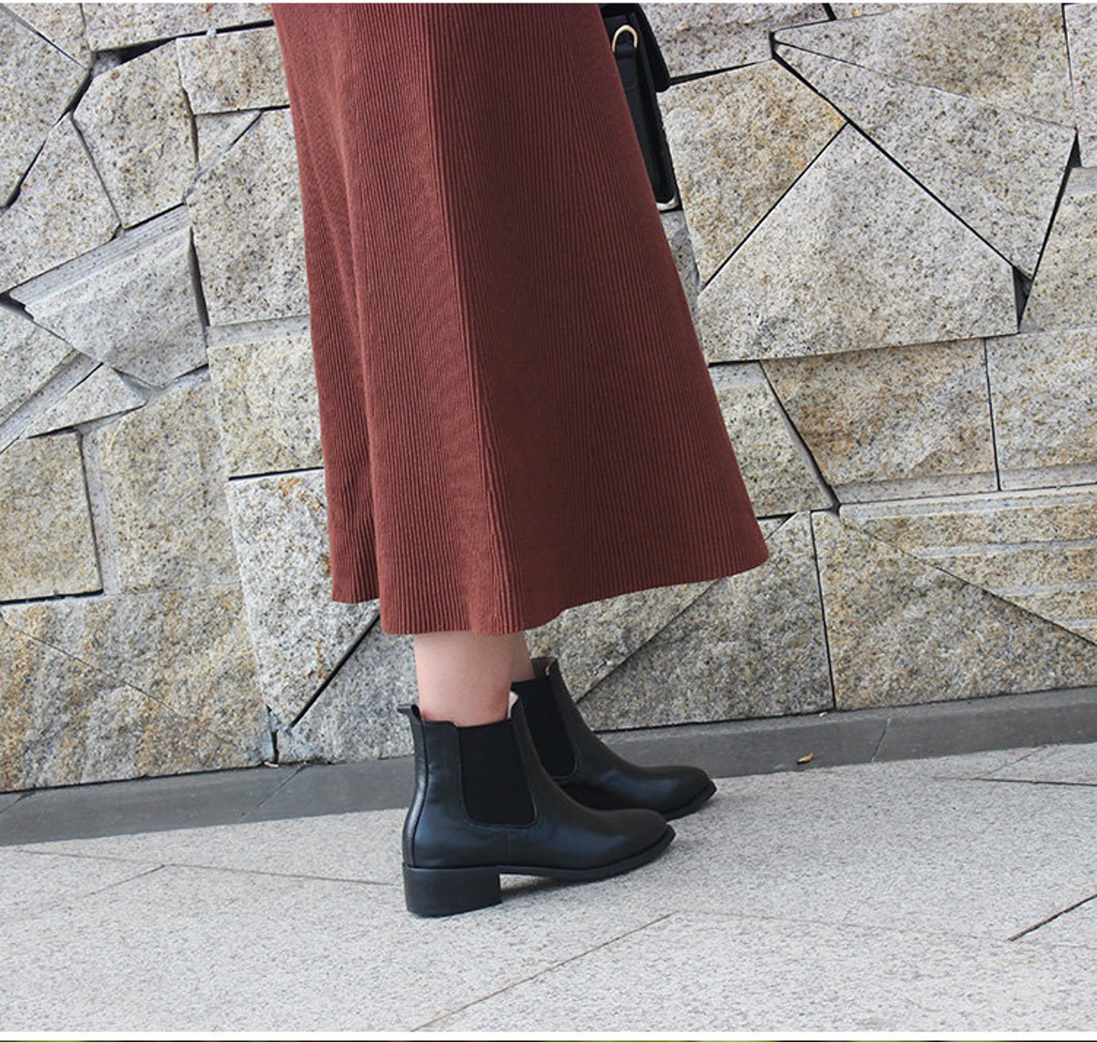 Handmade Genuine Leather Short Boots for Womenblack Flat - Etsy