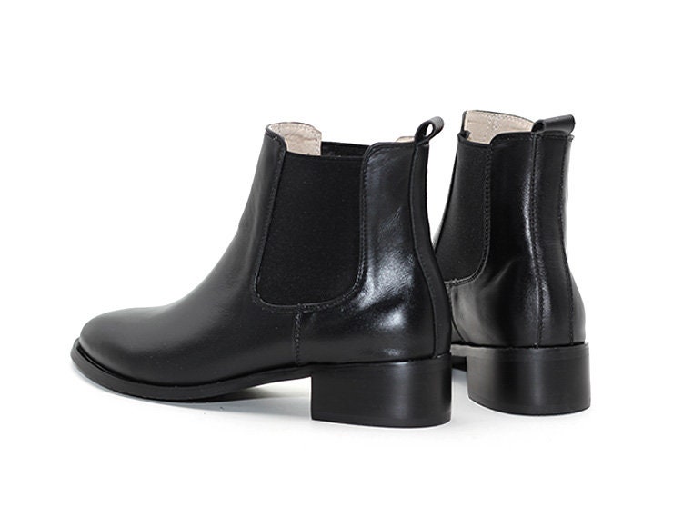 Handmade Genuine Leather Short Boots for Womenblack Flat | Etsy