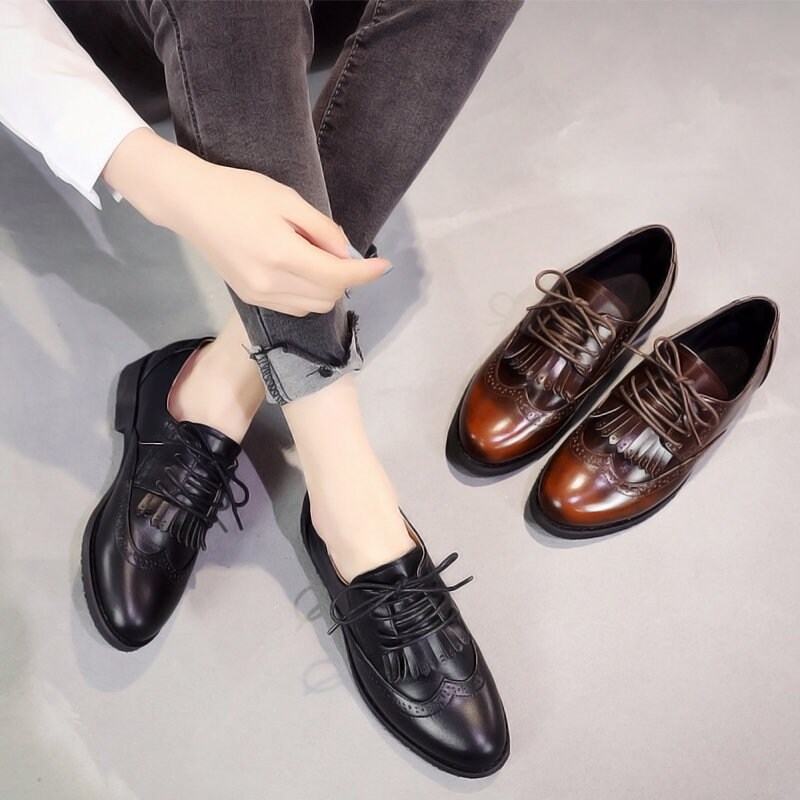 Customizable Women's Brock Shoes,british Retro Shoes,leather Pointed ...