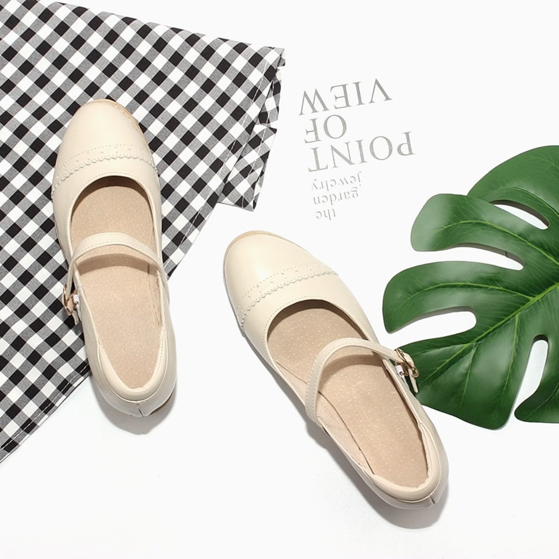 New Handmade Retro 5cm Mid-heel Shoes,genuine Leather Women's Buckle ...