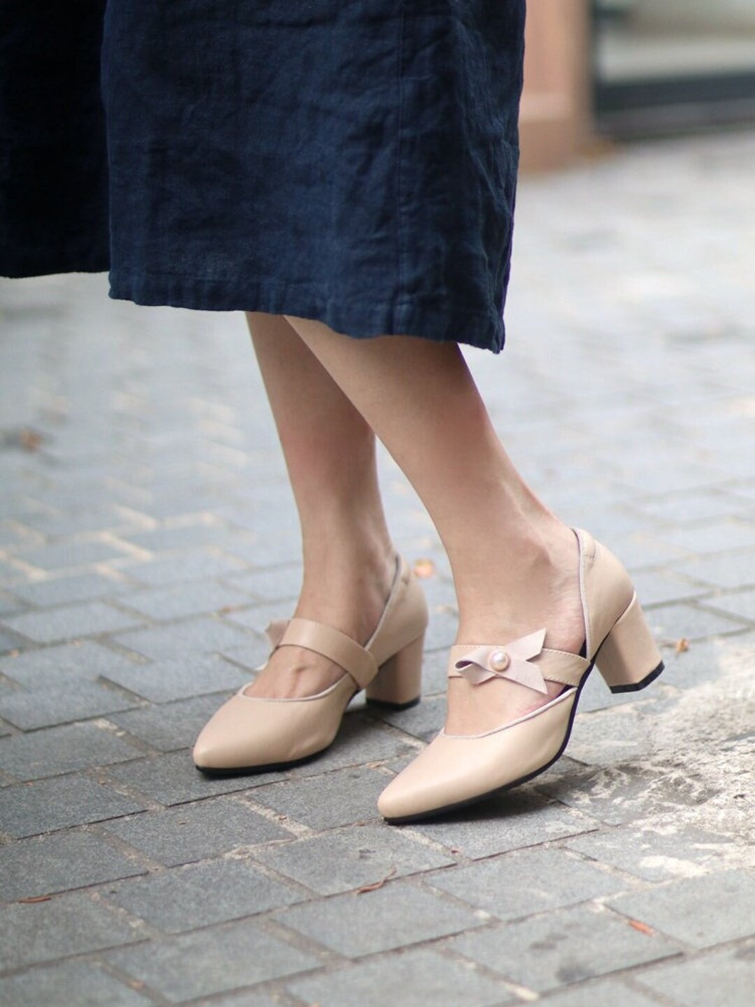 Handmade Mary Janes Style Shoes,braid Shoes,shoes With Bowknot,women Work Shoes,5.5cm Heel Shoes ...