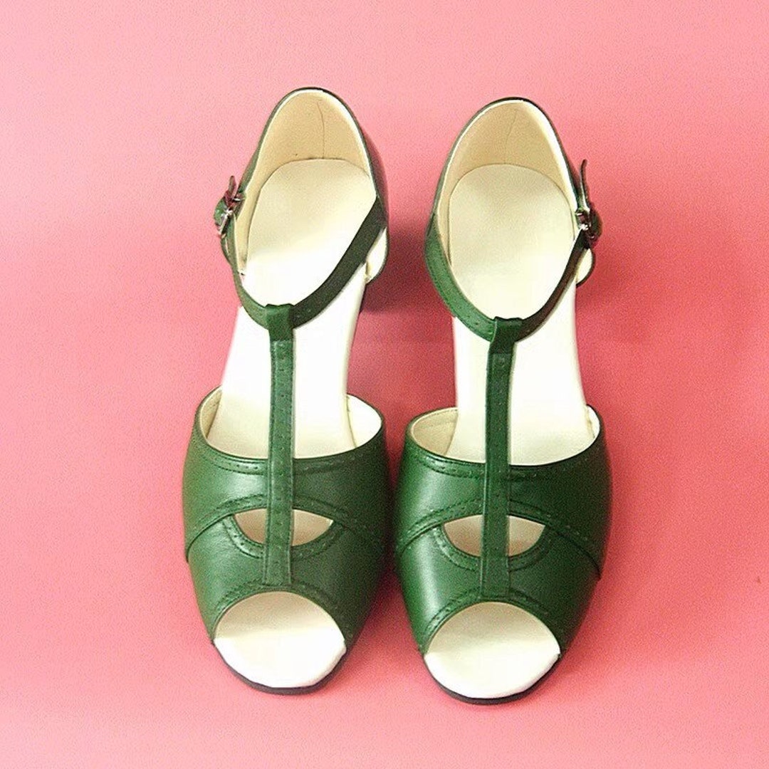 Customizable Women 5cm Heels Shoes,t Strap Leather Open Toe Shoes ...