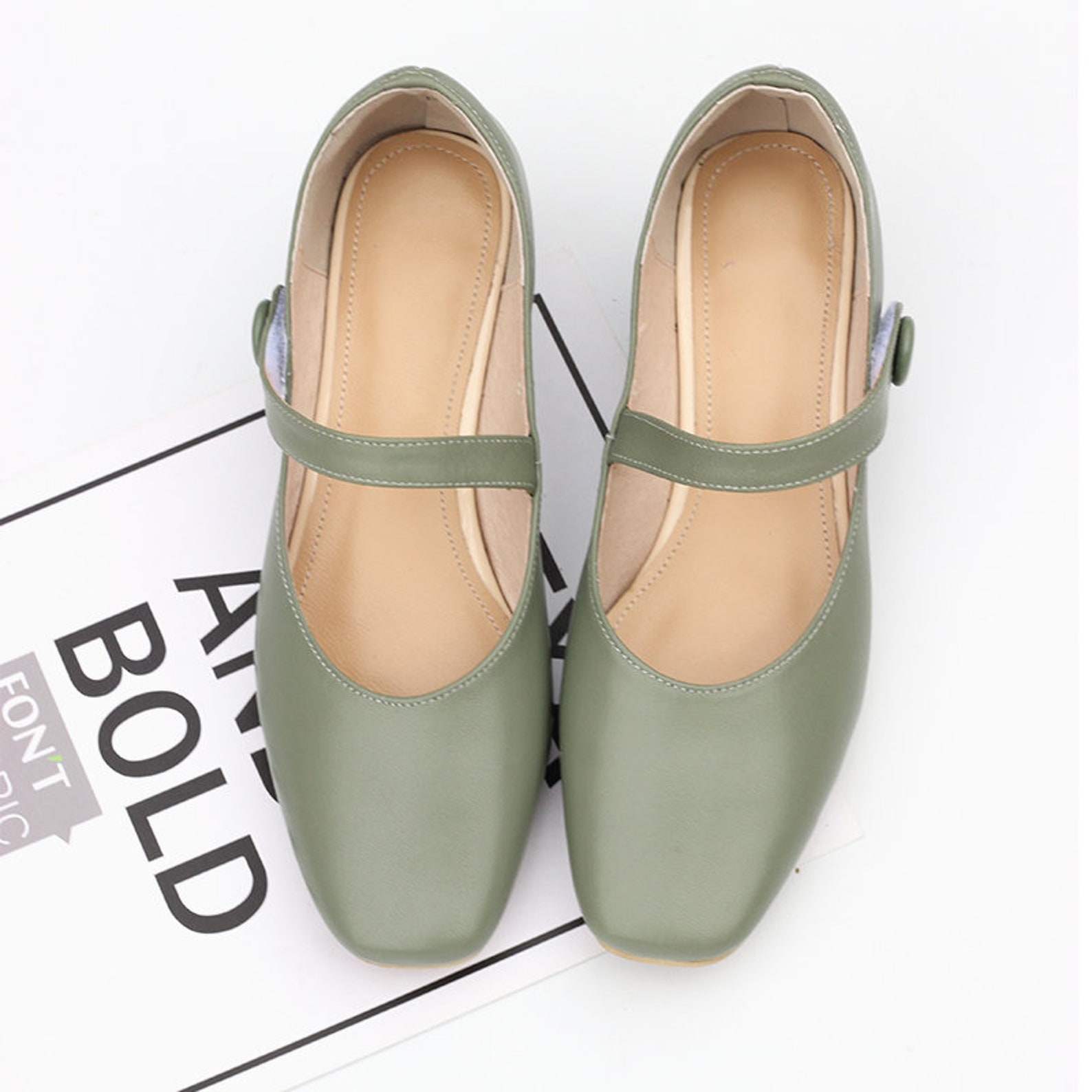 Customizable Genuine Leather Retro Mary Janes Low Heel Shoes,women's ...