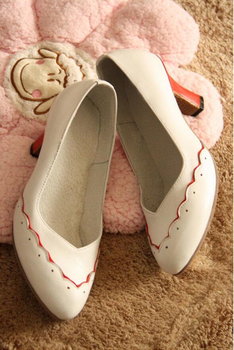 Customizable Handmade Women White Leather Heels Shoes7cm | Etsy