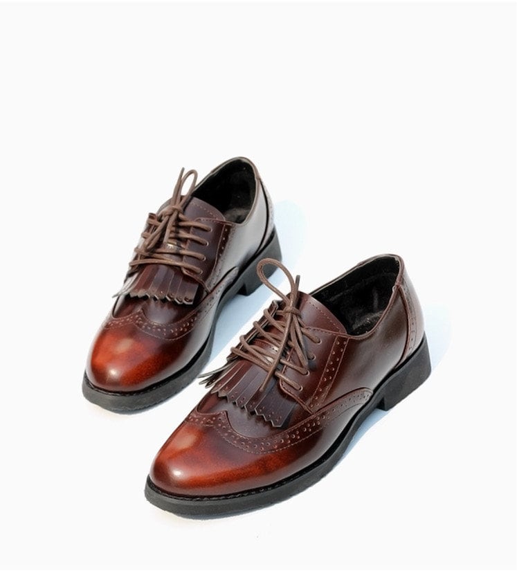 Customizable Women's Brock Shoes,british Retro Shoes,leather Pointed ...