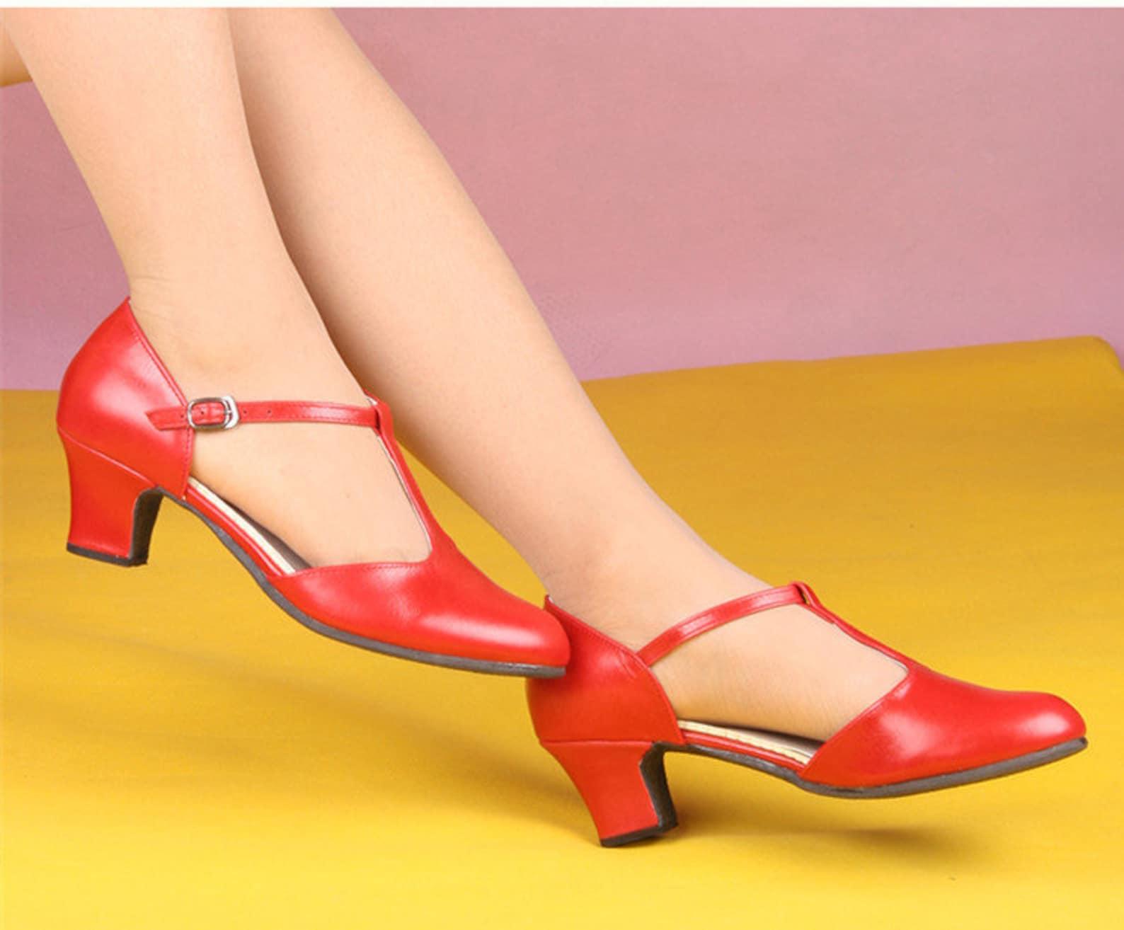 Customizable Handmade Women T-strap Heel Shoes,female Oxford Heeled ...