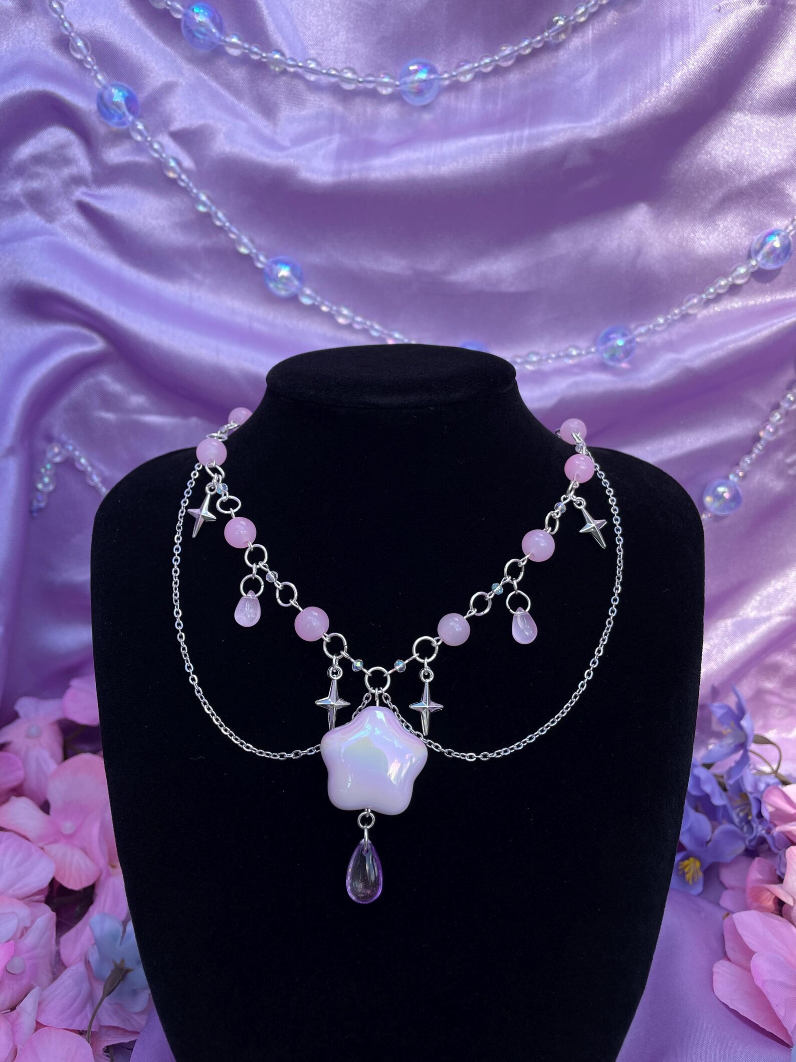Pink Bubble Star Necklace - Etsy