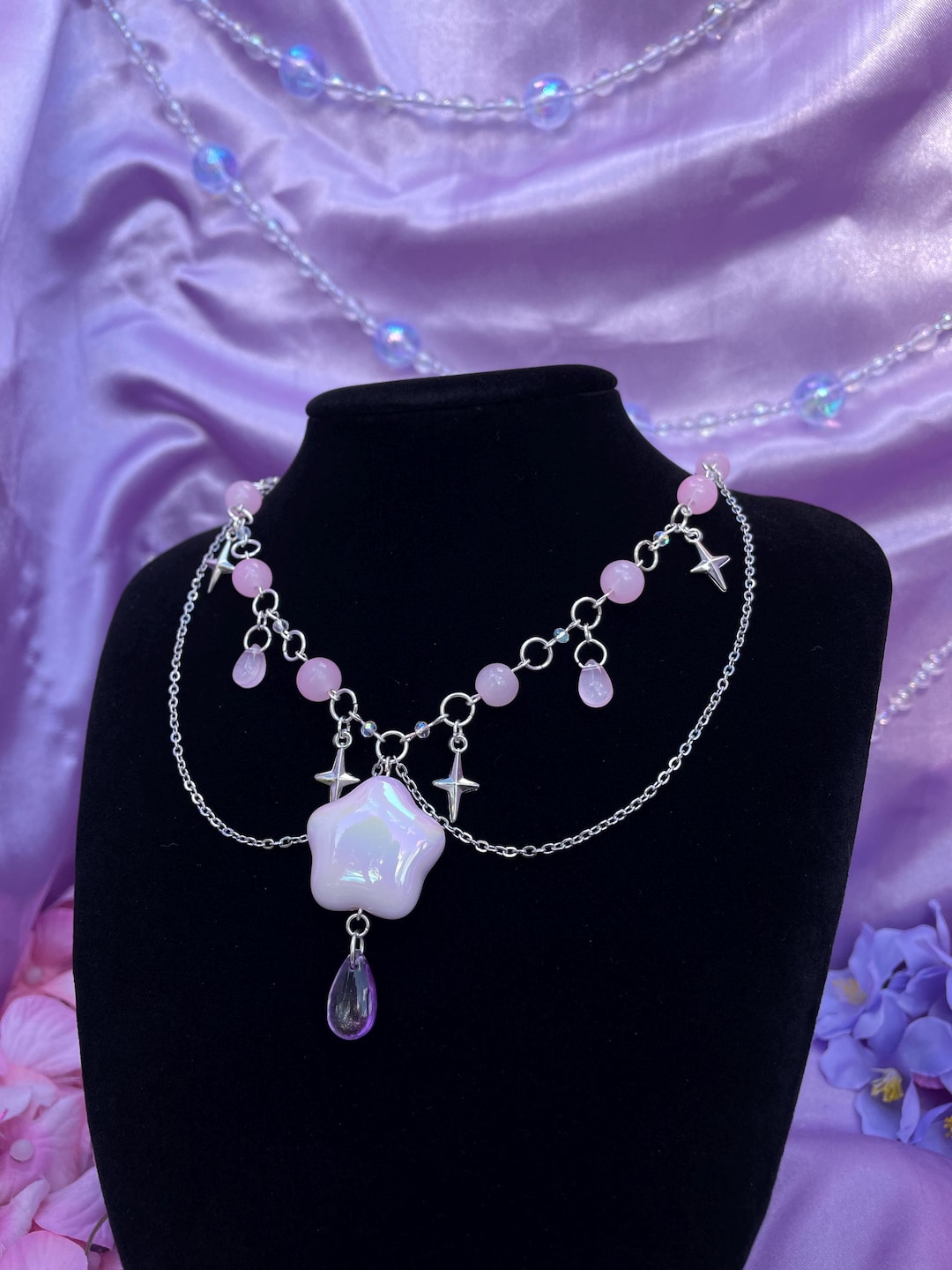 Pink Bubble Star Necklace - Etsy