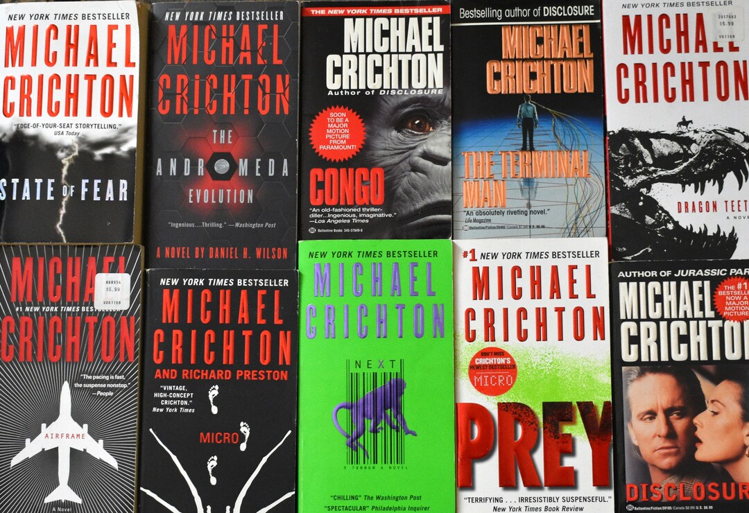 Lot of 10 Michael Crichton Books Our Random Pick of Titles A Blind Date ...