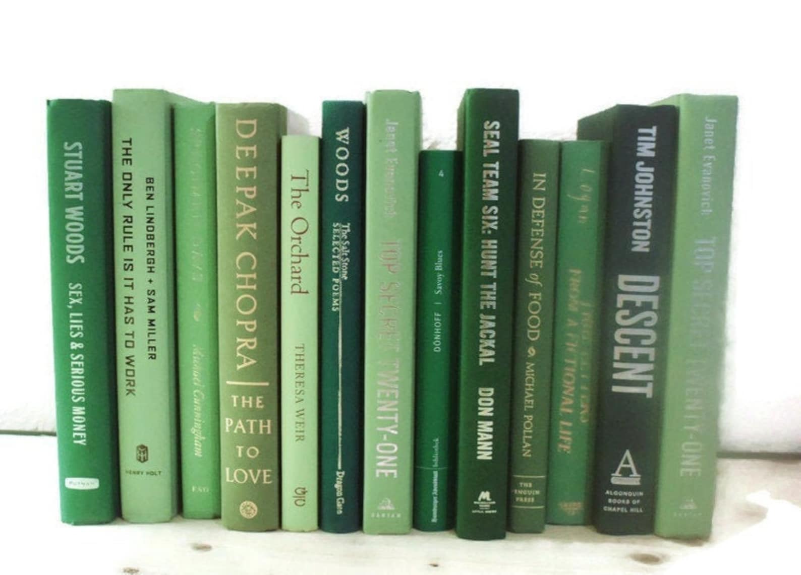 Shades of Green Books by the Half Foot 5 Books Green Book - Etsy