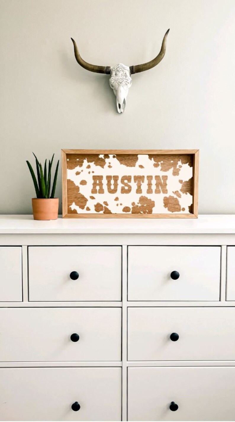 Wood Cow Print Sign Western Wall Art Custom Western Sign - Etsy