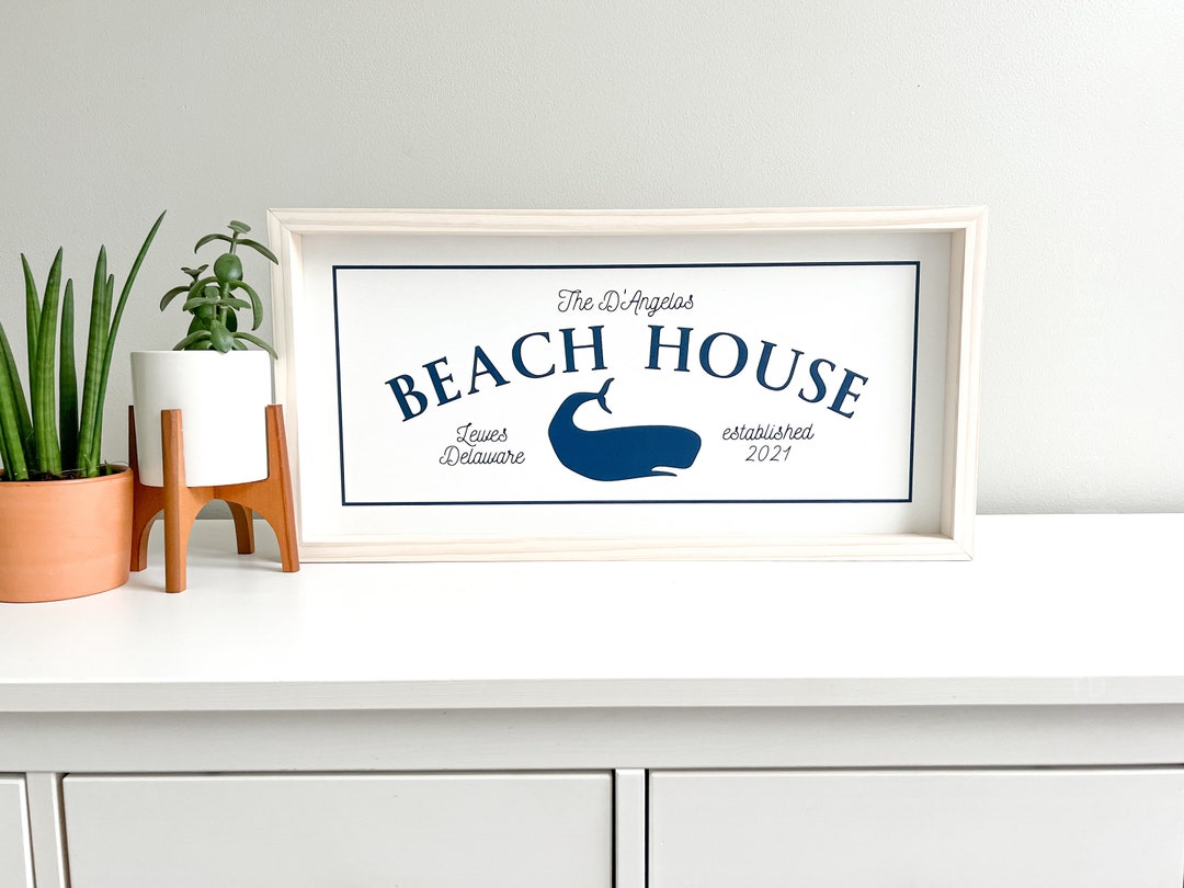 Personalized Beach House Sign | Whale Décor | Coastal Art | Custom ...