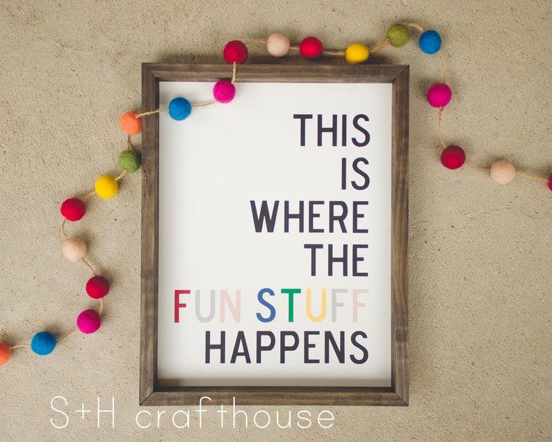 This is where the fun stuff happens playroom room sign | Etsy
