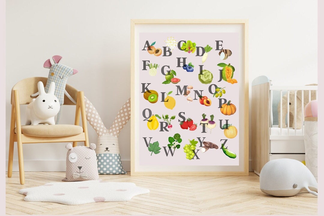 Printable Fruits and Vegetables A to Z Alphabet Digital Poster - Etsy