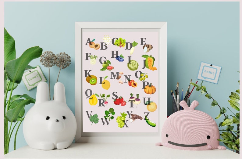 Printable Fruits and Vegetables A to Z Alphabet Digital Poster - Etsy