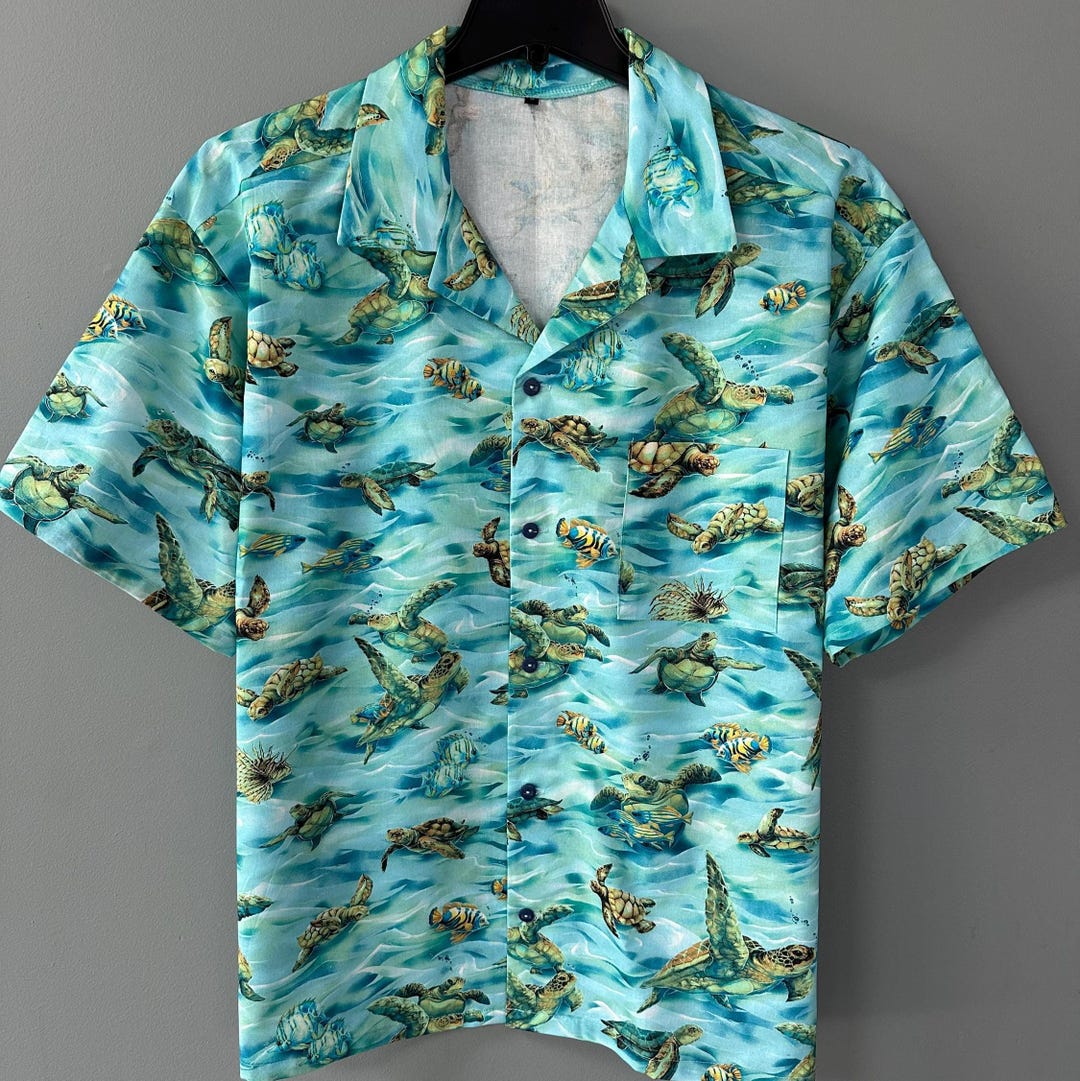 Sea Turtle Hawaiian Shirt, Ocean Marine Life, 100% Cotton - Etsy