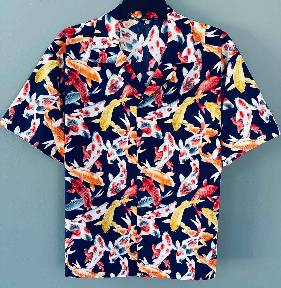 Koi Fish Button Down Shirt, Colorful Aloha Shirt - Etsy
