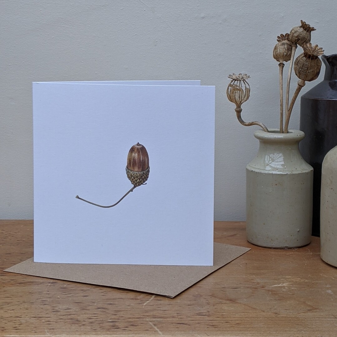 Acorn Card / Acorn Greeting Card / Thanksgiving Botanical Card / From ...