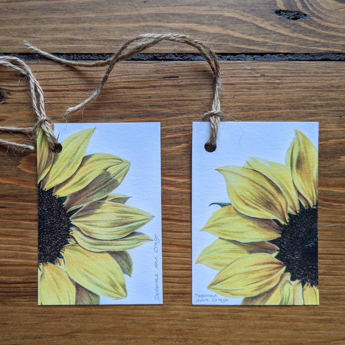 Set of 6 Sunflower Gift Tags / Botanical Gift Tags / Blank Gift Labels ...