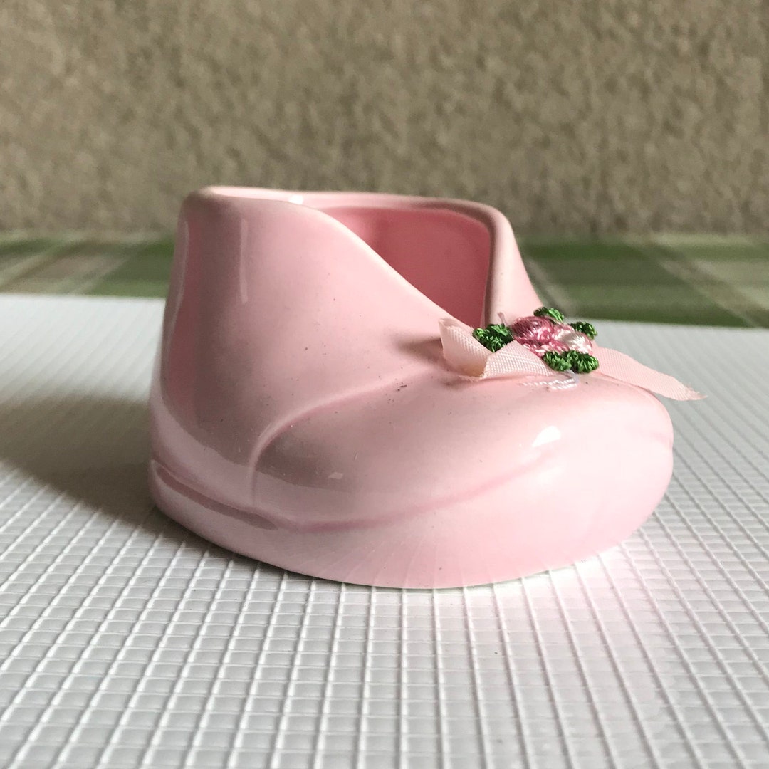 Vintage Collectible Ceramic Baby Shoe With Floral Embroidery by Amscan ...