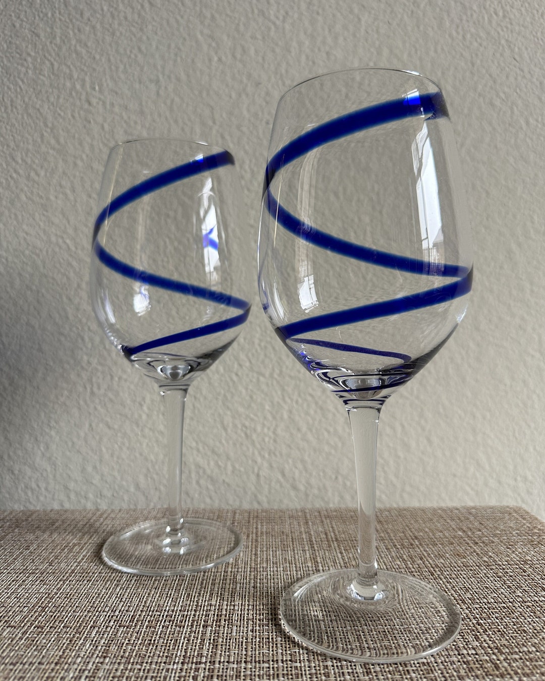 Pair of Vintage PIER 1 Swirline Cobalt Blown Glass Water Goblets - Etsy