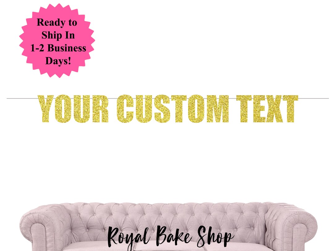 CUSTOM Gold Glitter Banner, Any Text Banner, Personalized Glitter Sign ...