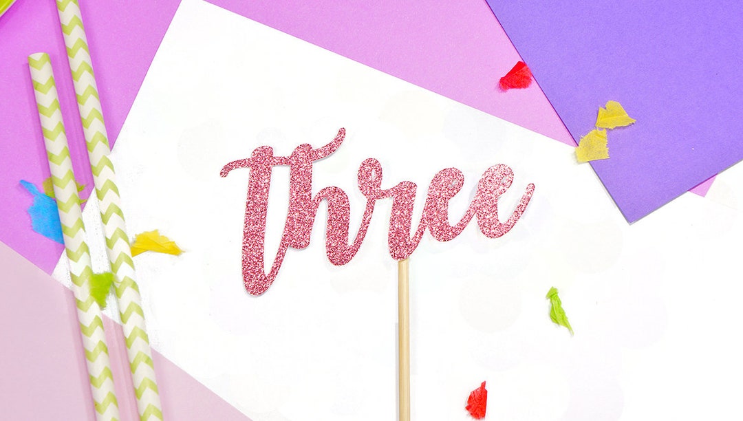Three Cake Topper/ Three Cupcake Toppers/ Third Birthday/ Three Smash ...