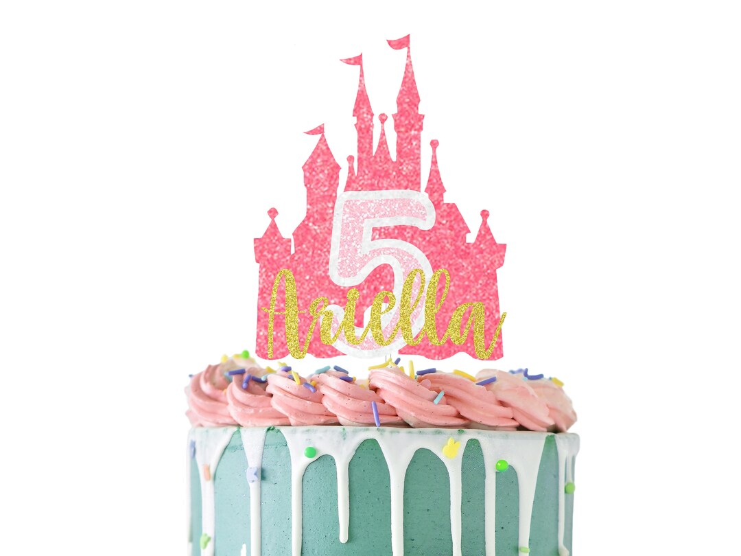 Personalized Princess Castle Glitter Cake Topper: Custom Name and Age ...
